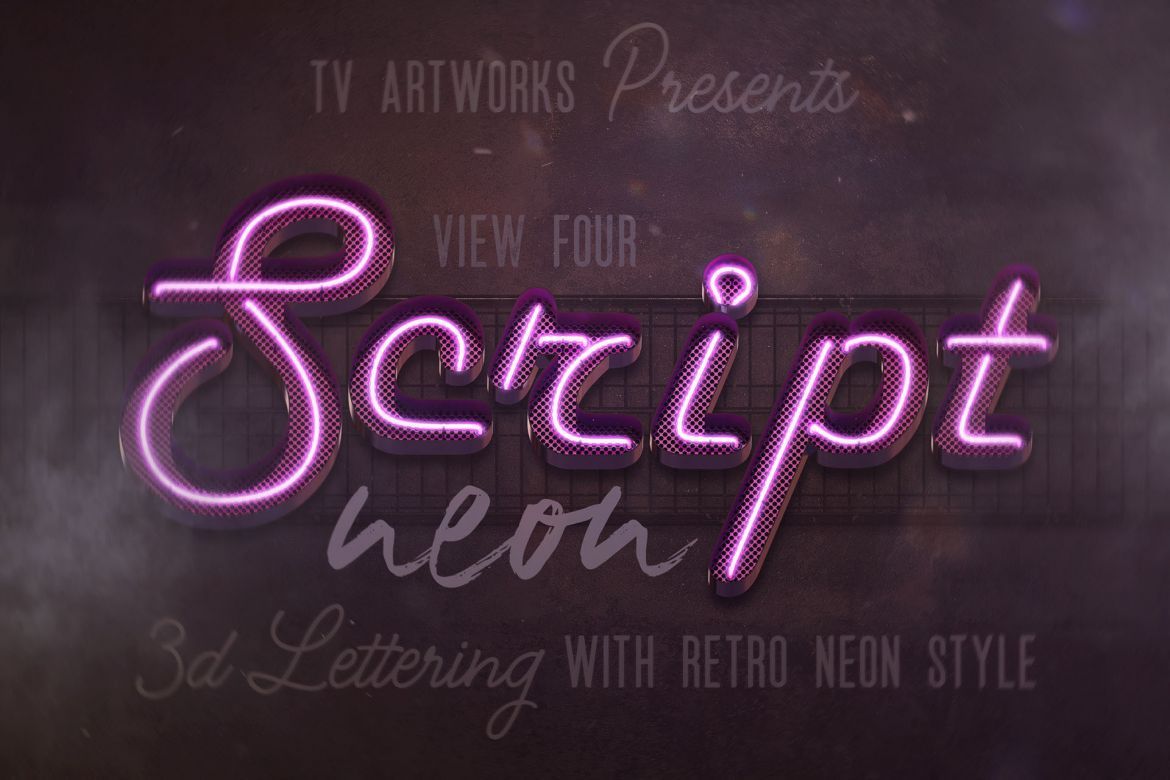 Script Neon 3D Lettering View 4 + Graphics | Deeezy