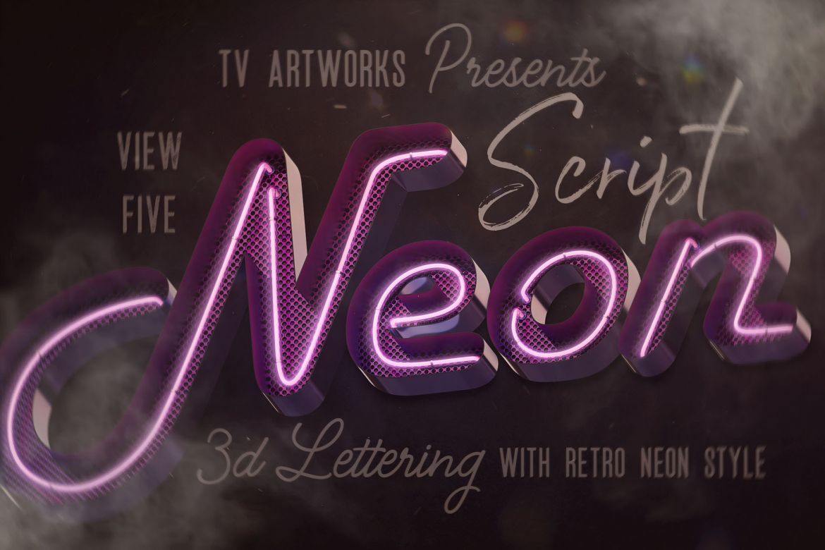 Script Neon 3D Lettering View 5 | Deeezy