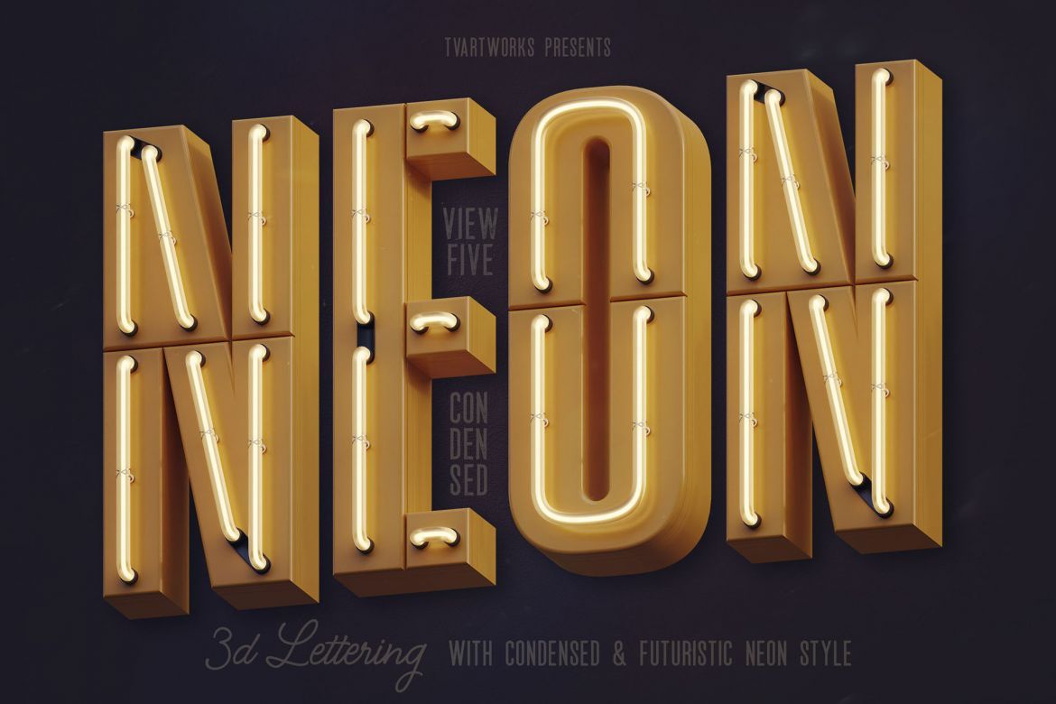 Condensed Neon 3D Lettering View 5 | Deeezy