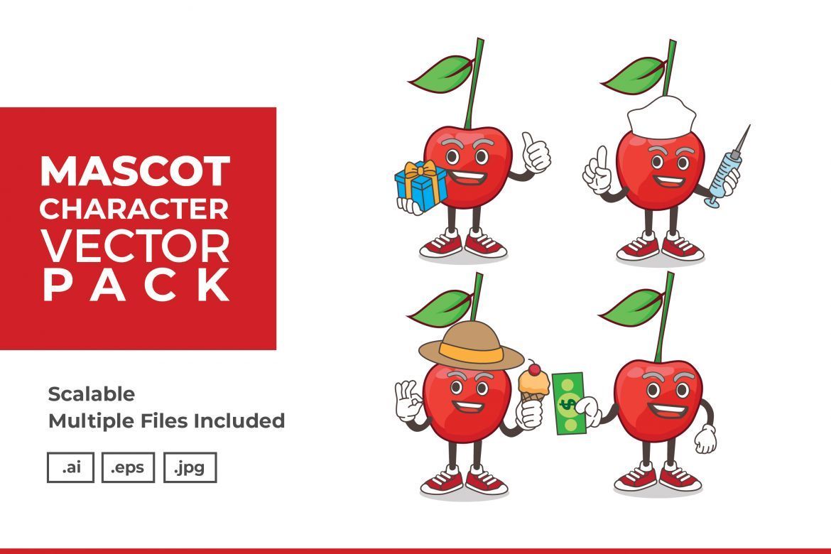 Bing Cherry Mascot & Sticker Character Vector Pack | Deeezy