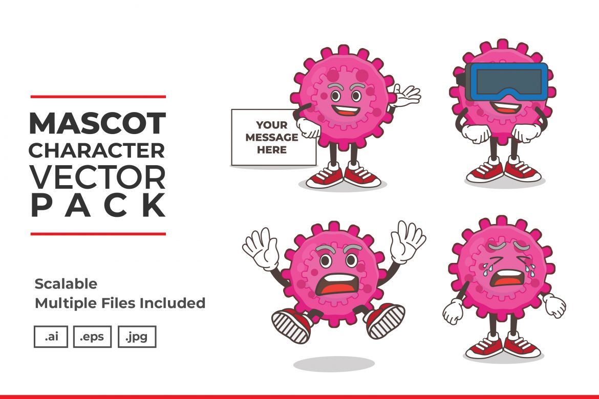 Virus Mascot & Sticker Character Vector Pack | Deeezy