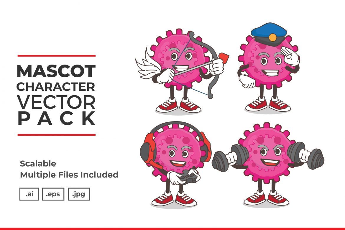 Virus Mascot & Sticker Character Vector Pack | Deeezy