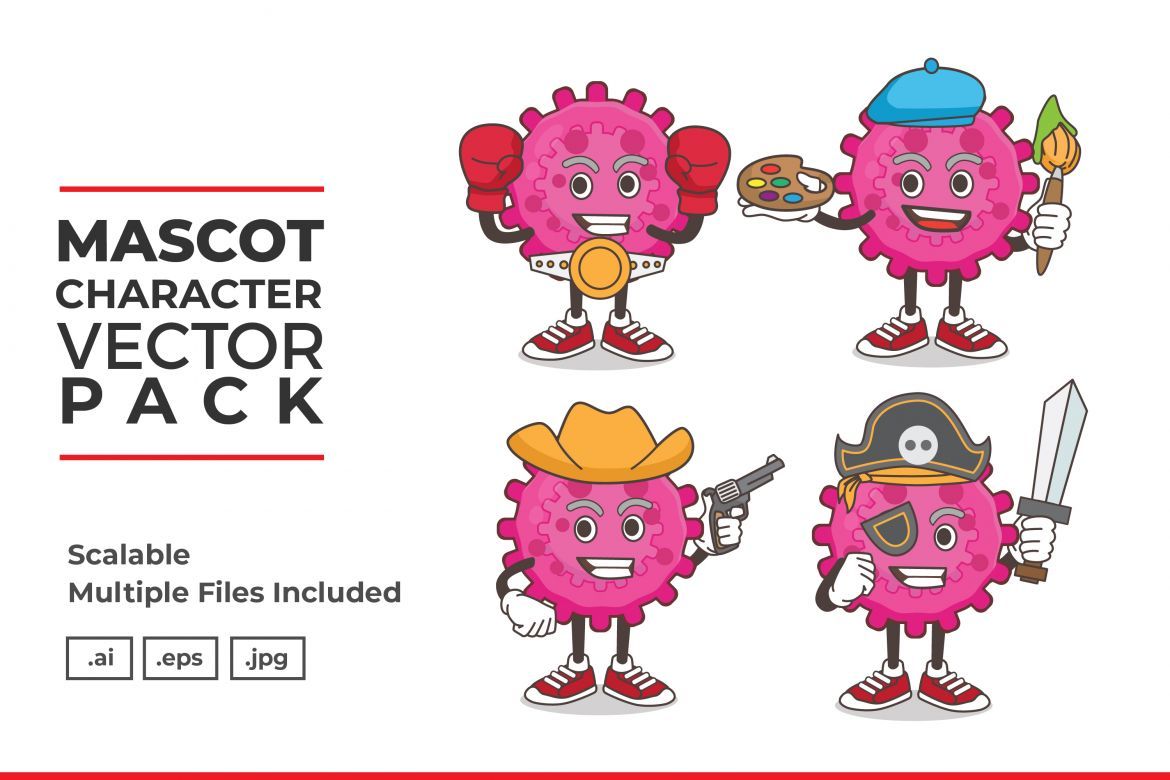 Virus Mascot & Sticker Character Vector Pack | Deeezy