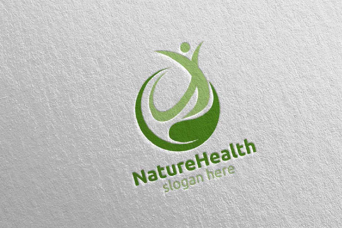 Organic Health Care Medical Logo with Human and Leaf Character 12 | Deeezy