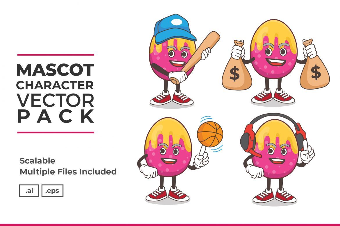 Easter Egg Mascot & Sticker Character Vector Pack | Deeezy