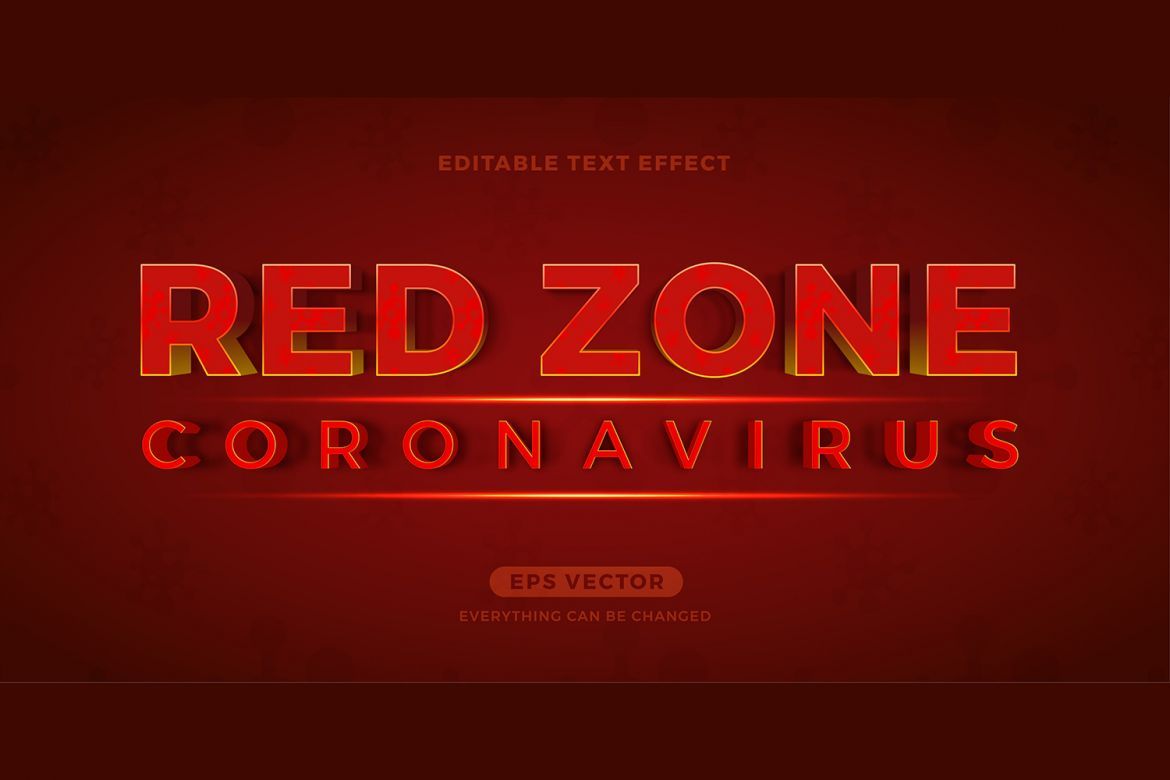 Red Zone Coronavirus editable text effect vector | Deeezy