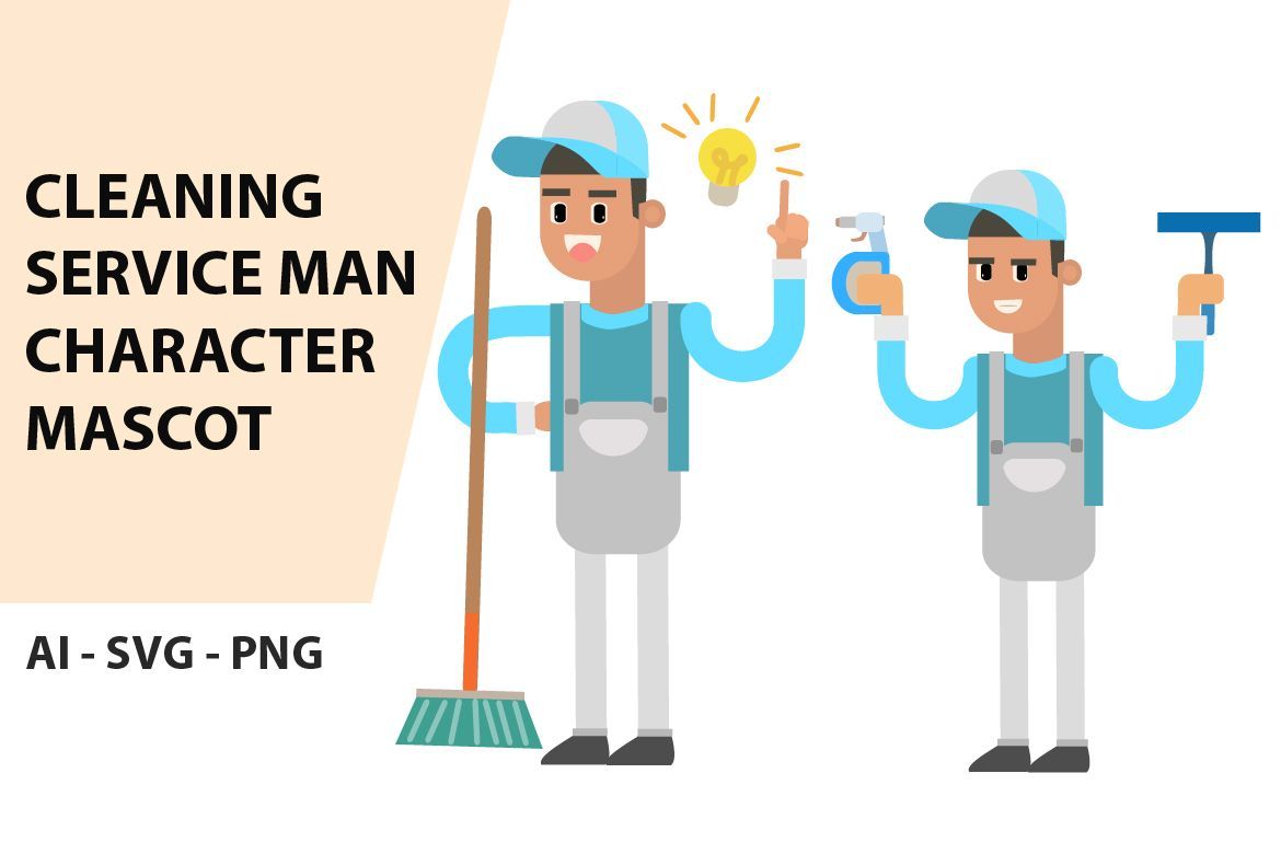 Cleaning Service Man Character Vector Vol. 4 | Deeezy