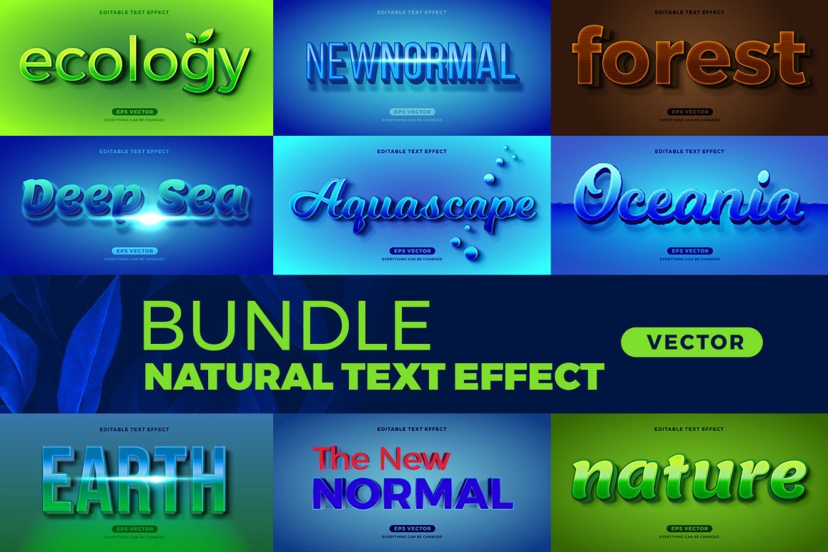 Bundle Natural editable font effect text vector | Deeezy