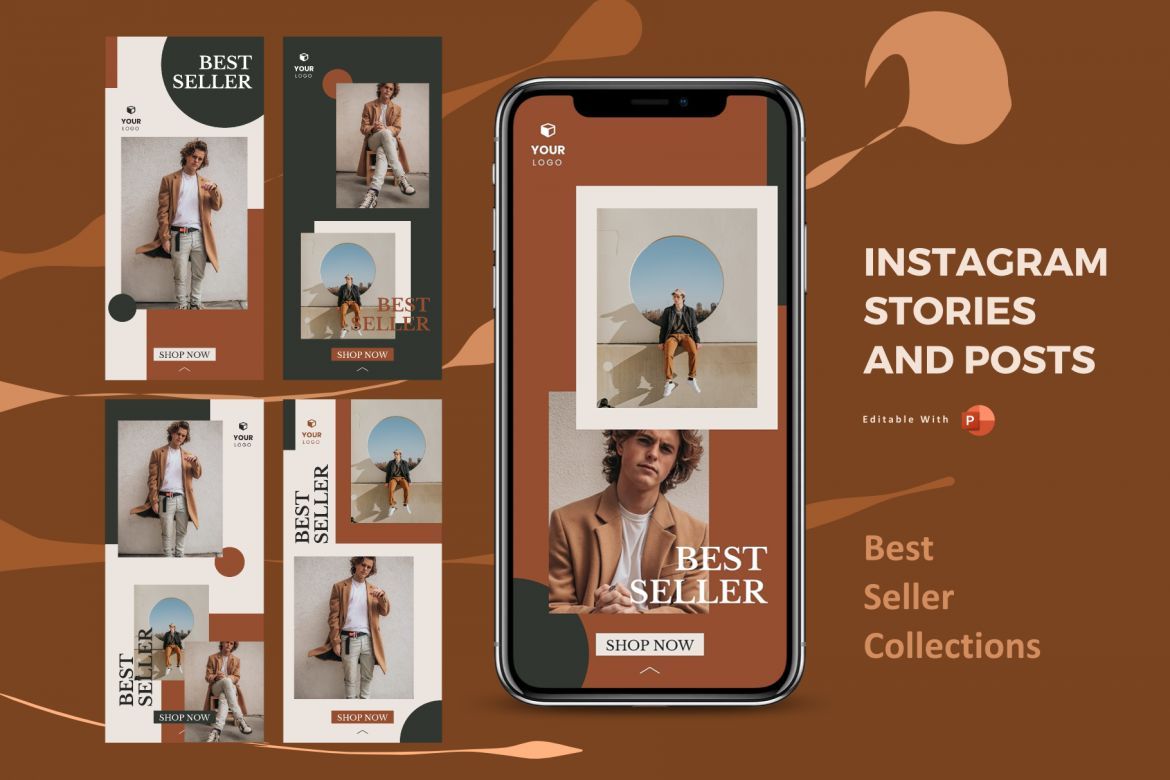 Instagram stories and posts powerpoint template - best seller ...