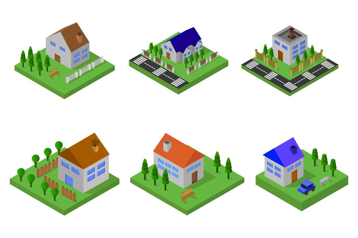 6 isometric buildings set - Small Buildings 4 | Deeezy