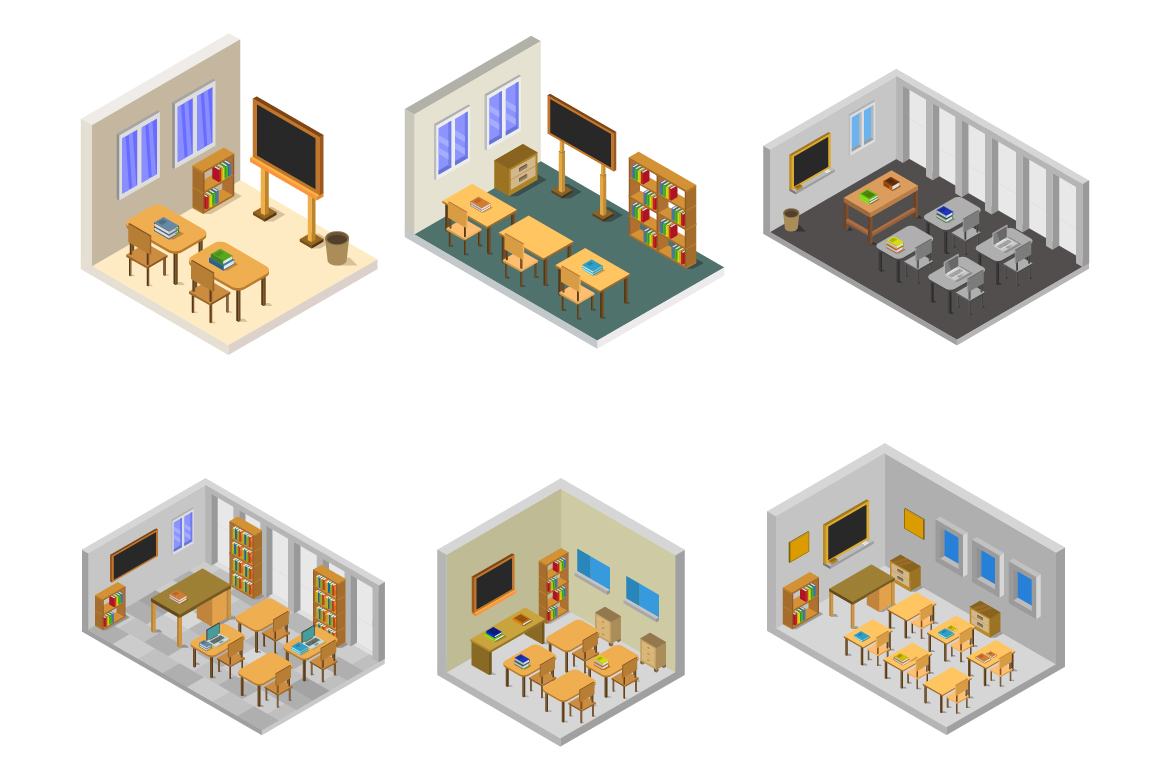 6 isometric interior set - School 1 | Deeezy