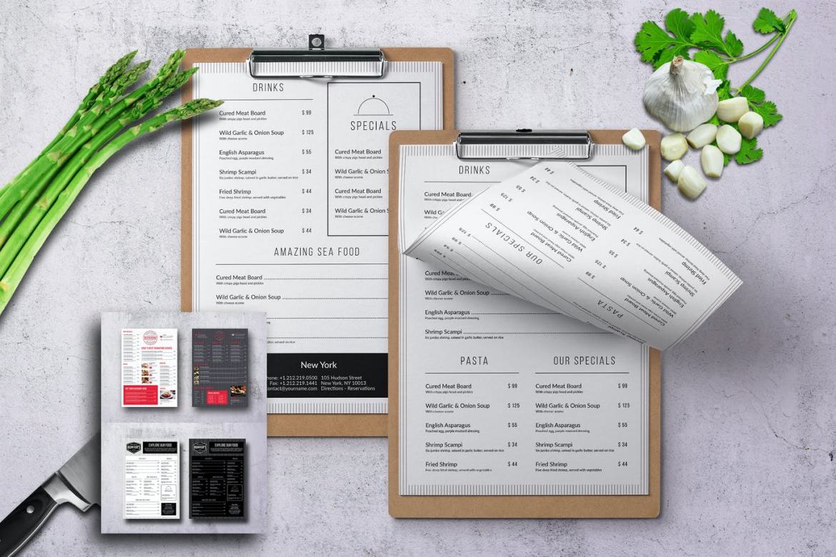 Single Page Food Menu Bundle | Deeezy
