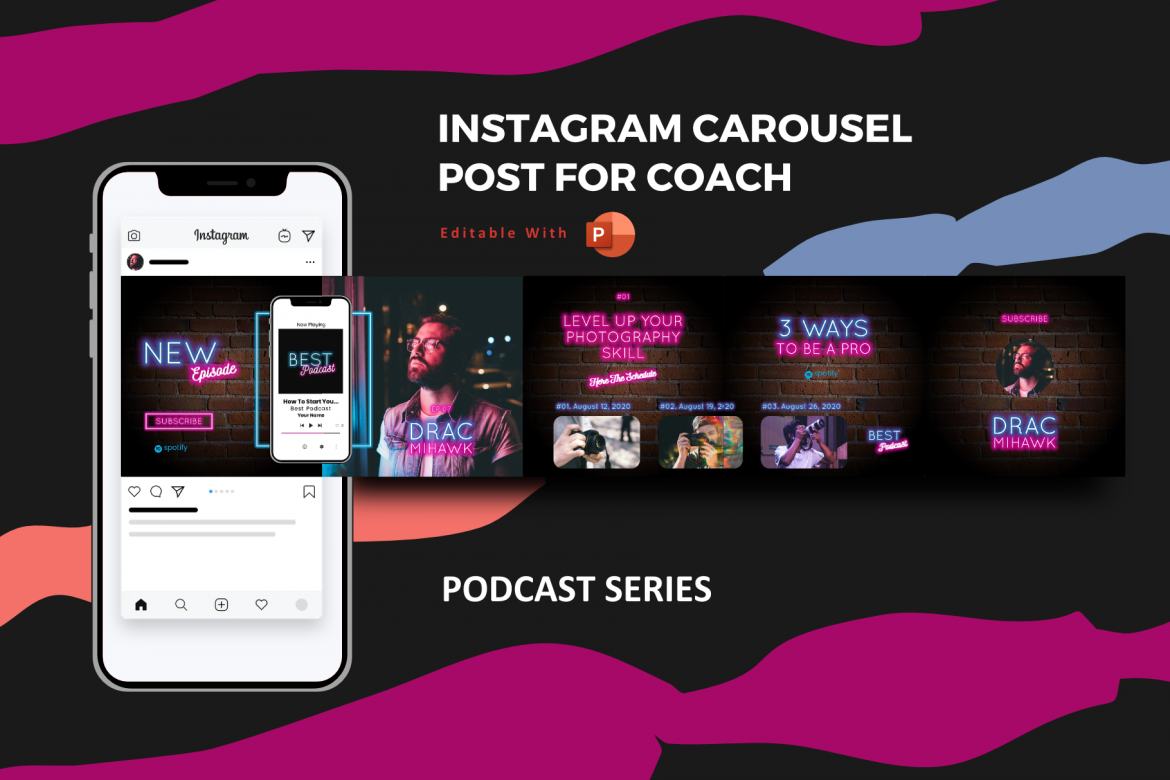 Podcast coach - instagram carousel powerpoint template | Deeezy Podcast coach - instagram carousel powerpoint template | Deeezy
