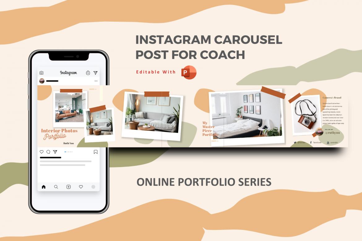 Mini online interior photography portfolio instagram carousel powerpoint template | Deeezy
