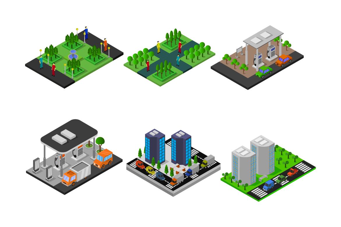 6 isometric buildings set - various 11 | Deeezy