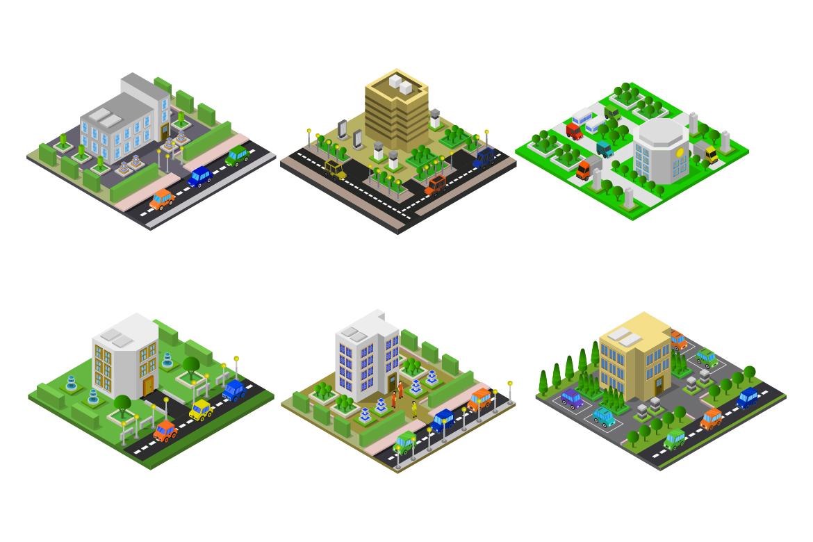 6 isometric buildings set - various 22 | Deeezy