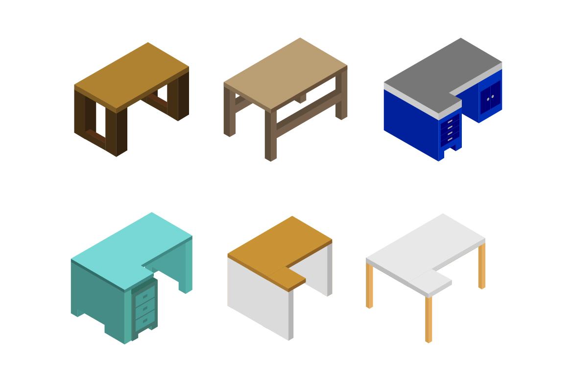 6 isometric interior set - desk 6 | Deeezy