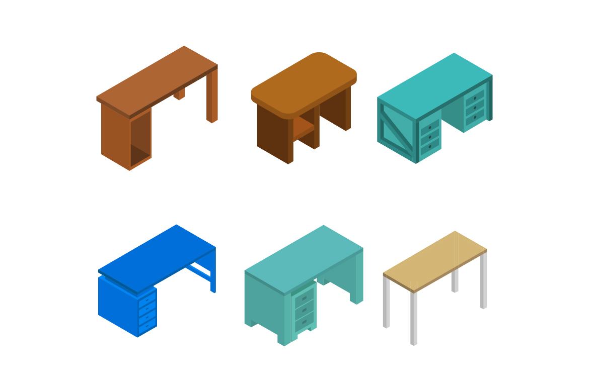 6 isometric interior set - desk 9 | Deeezy
