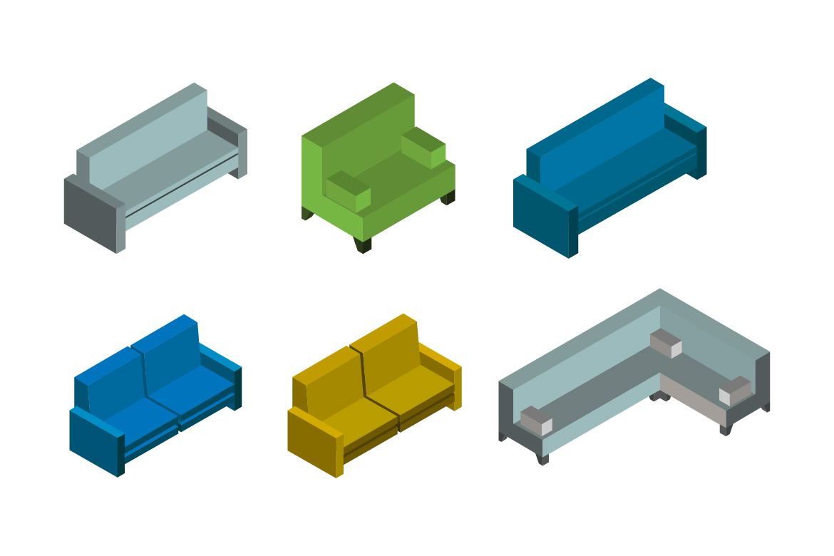 6 isometric interior set - sofa 2 | Deeezy