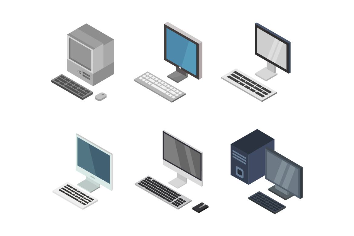 6 isometric interior set - computer monitors 3 | Deeezy