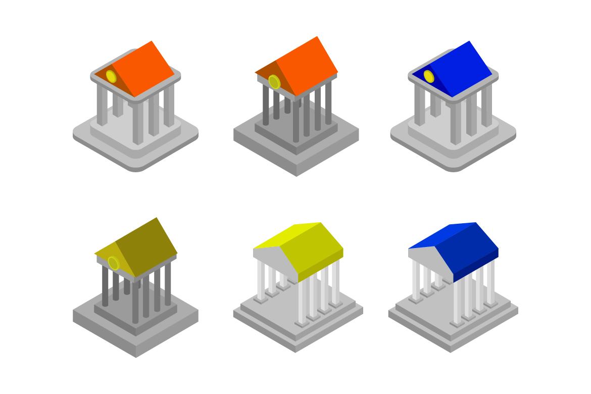 6 isometric buildings set - bank 5 | Deeezy