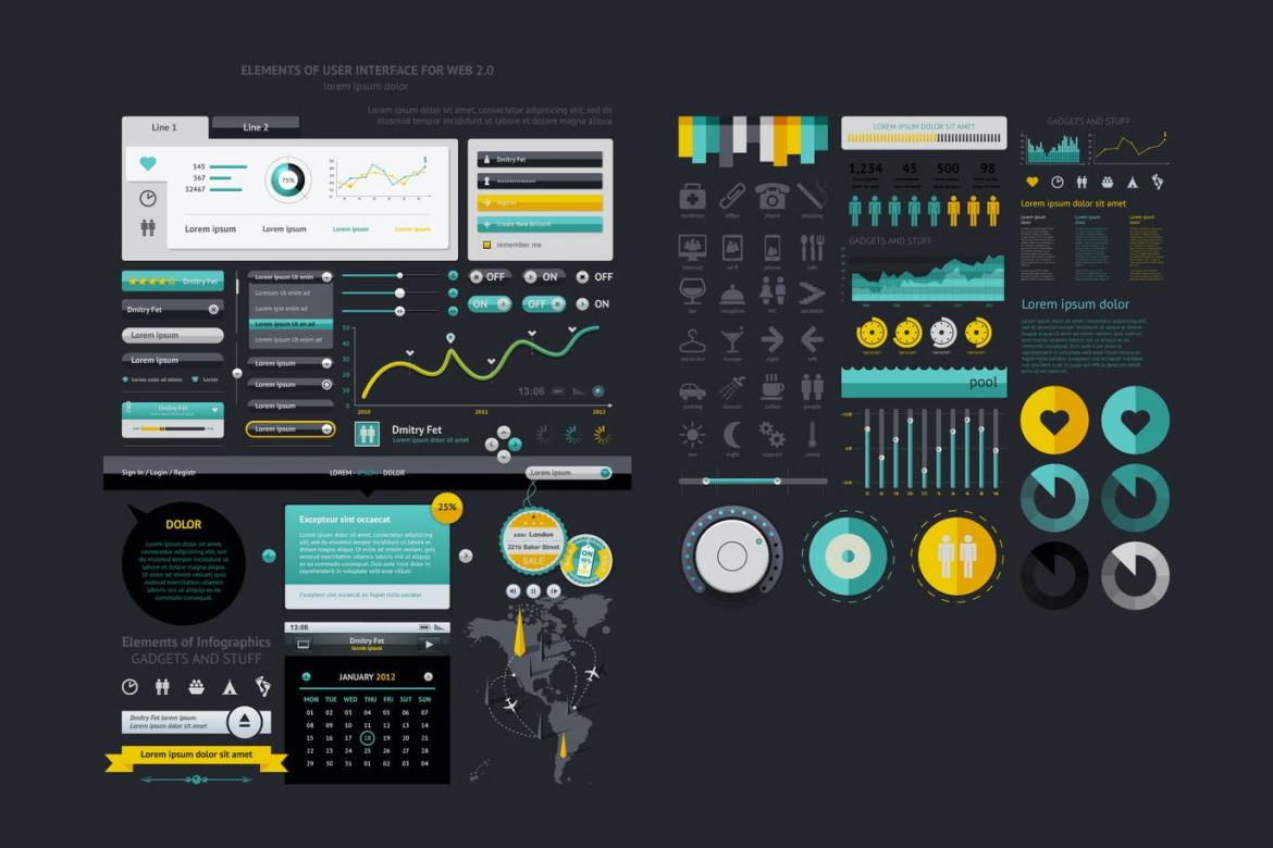 Infographics element with Vector GUI Template | Deeezy