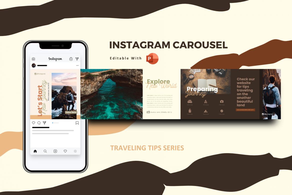Traveling tips instagram carousel powerpoint template | Deeezy Traveling tips instagram carousel powerpoint template | Deeezy
