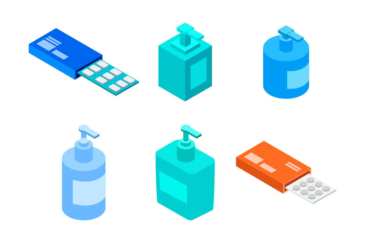 6 isometric object set - medical elements | Deeezy