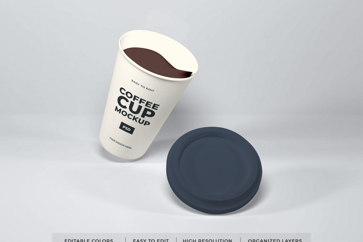 Realistic Paper Coffee Cup Mockup Template | Deeezy