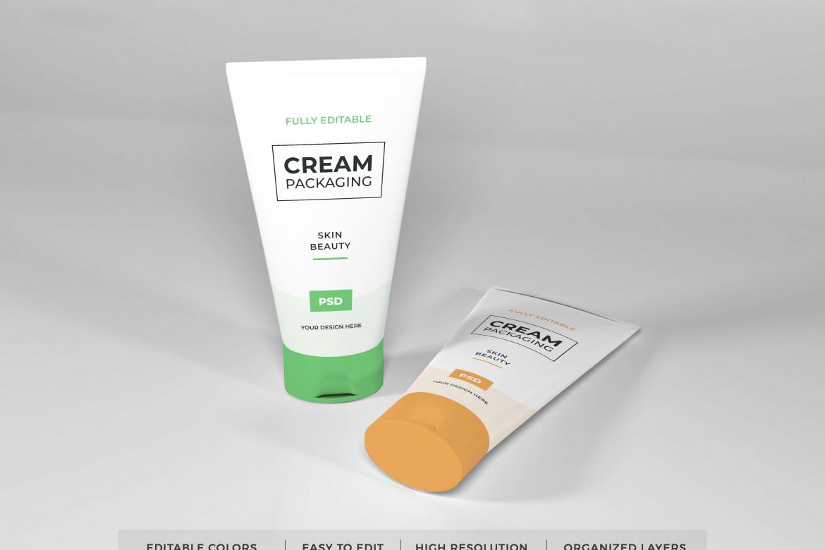 Realistic Cosmetic Cream Packaging Mockup Template | Deeezy