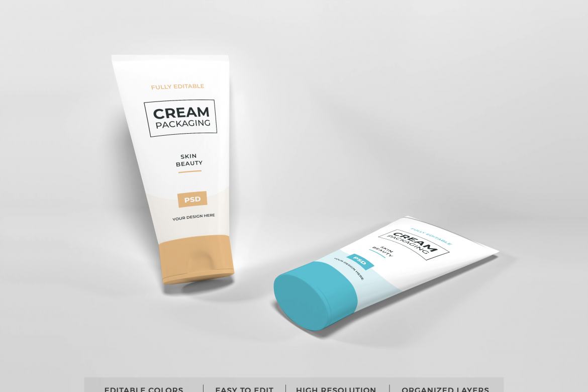 Realistic Cosmetic Cream Packaging Mockup Template | Deeezy