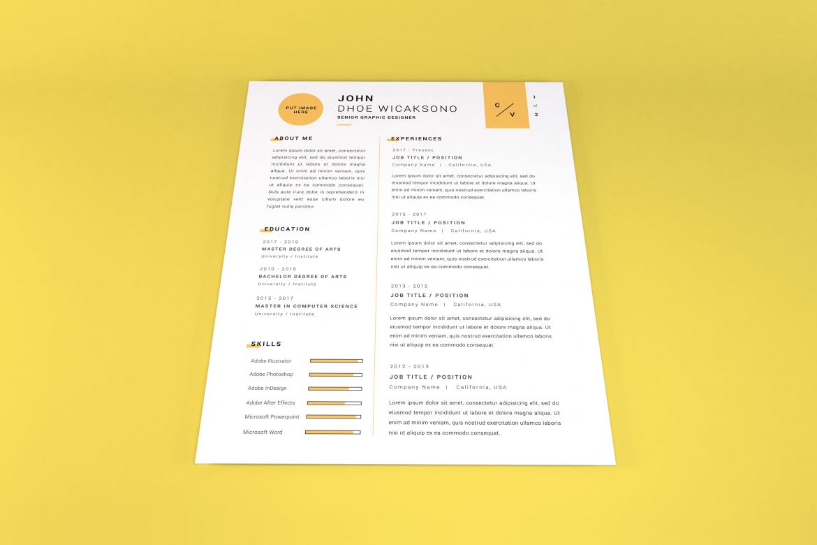 Realistic Letter Sized CV Mockup Template | Deeezy