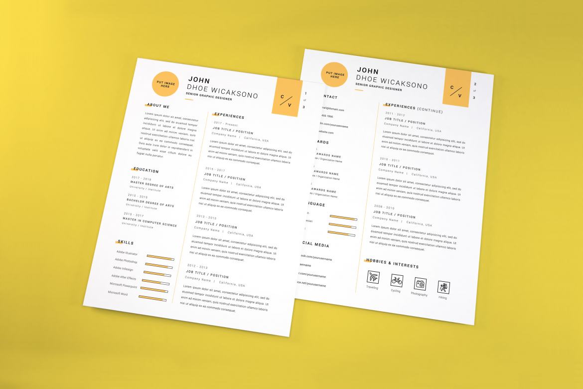 Realistic Letter Sized CV Mockup Template | Deeezy