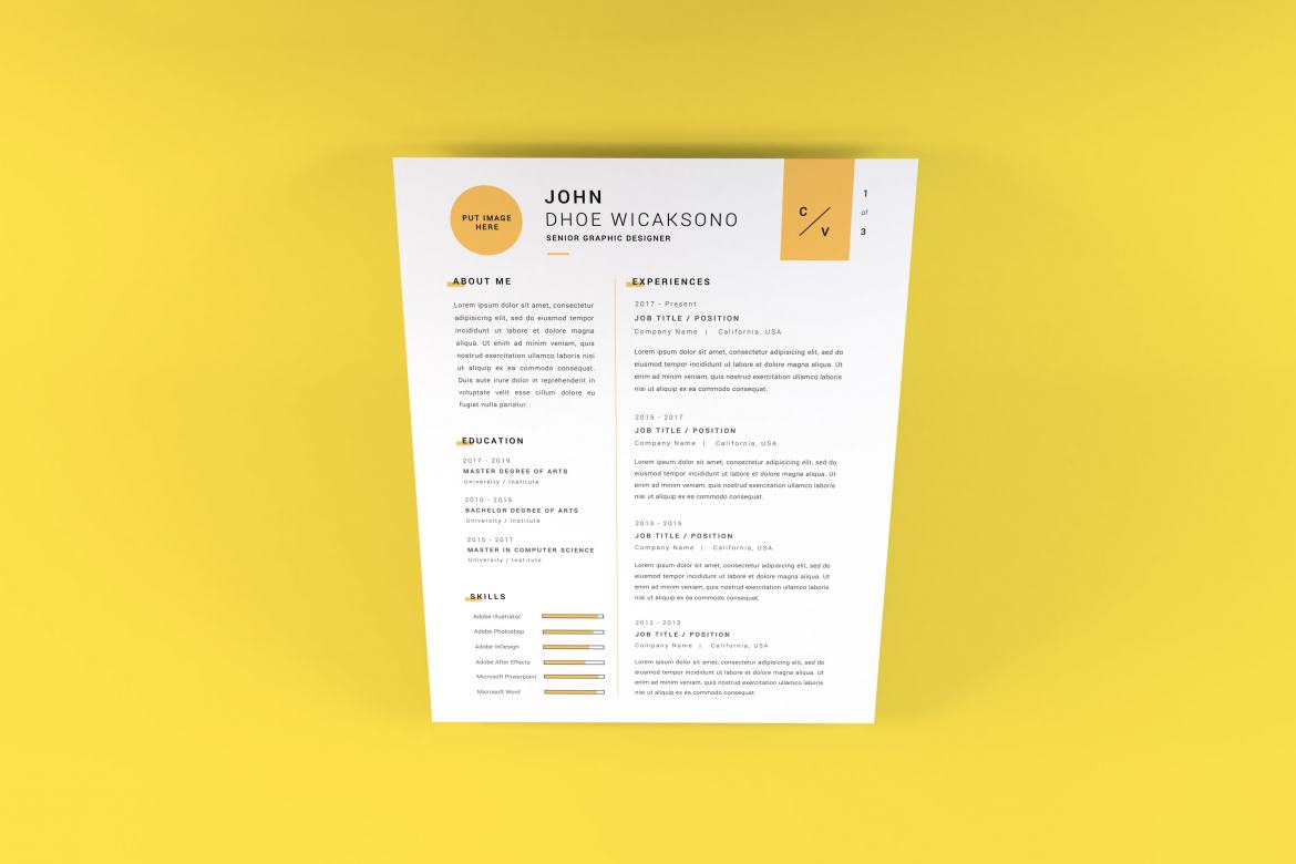Realistic Letter Sized CV Mockup Template | Deeezy