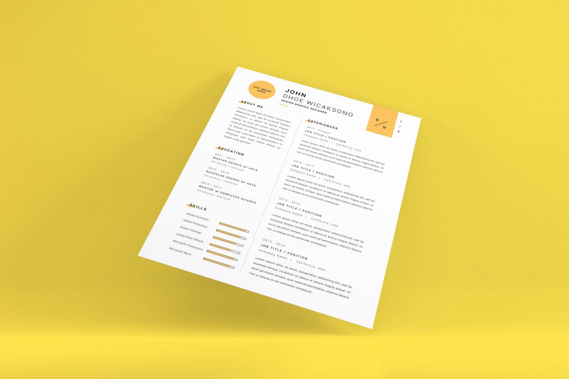 Realistic Letter Sized CV Mockup Template | Deeezy