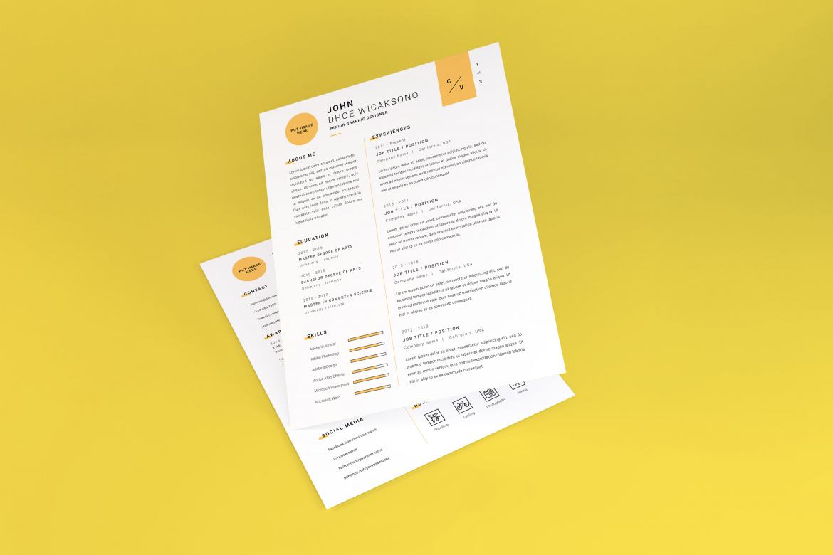 Realistic Letter Sized CV Mockup Template | Deeezy