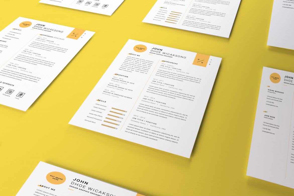 Realistic Letter Sized CV Mockup Template | Deeezy