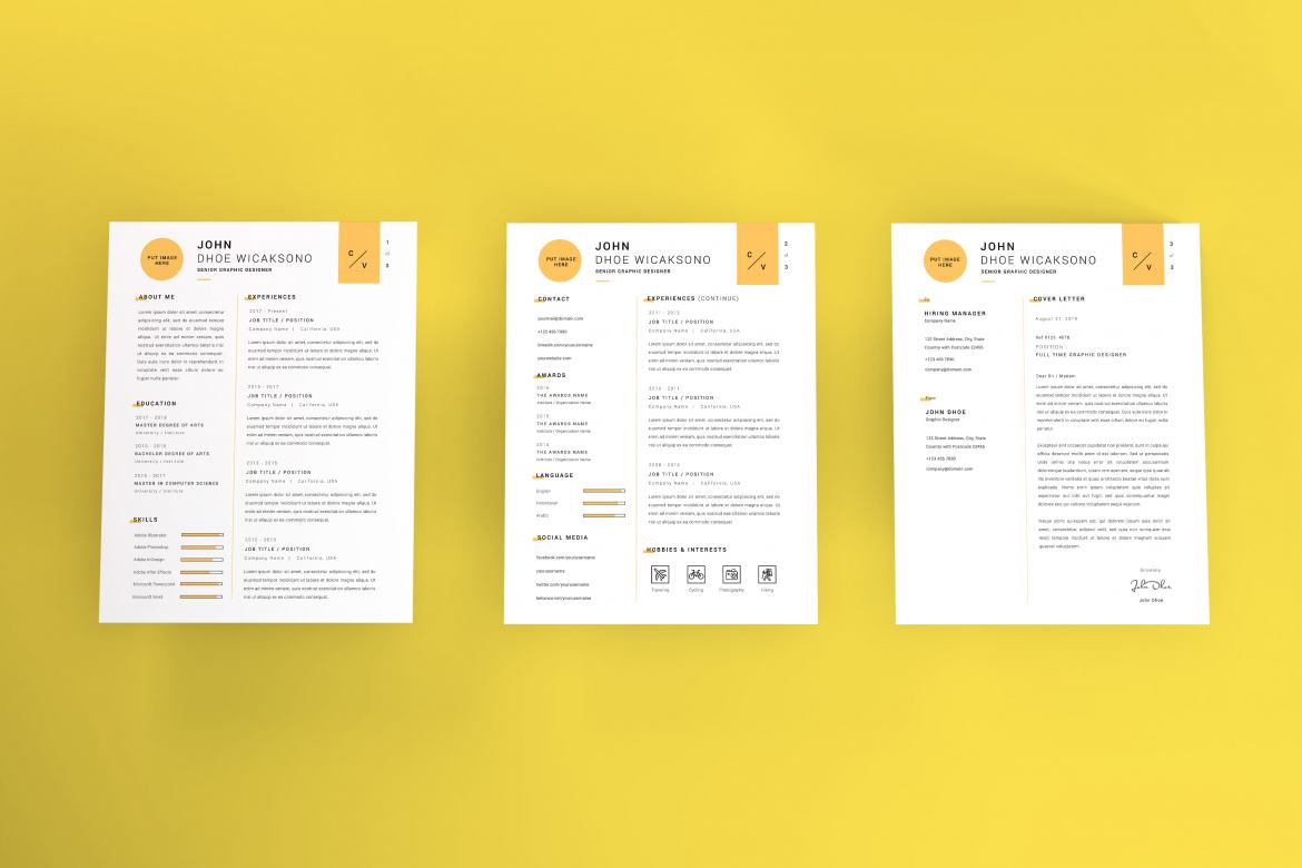 Realistic Letter Sized CV Mockup Template | Deeezy