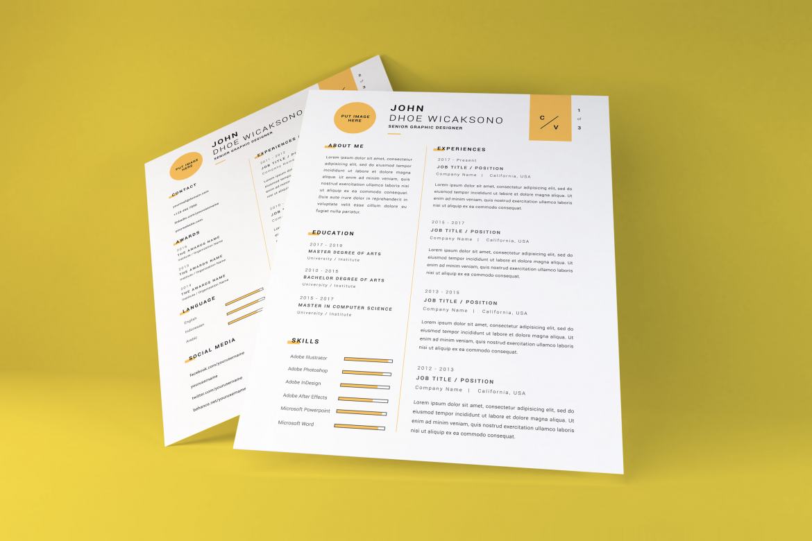 Realistic Letter Sized CV Mockup Template | Deeezy