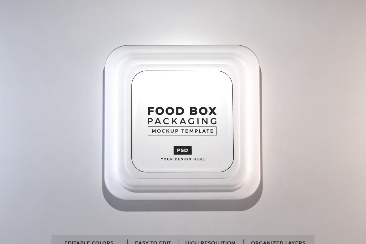 Food Box Packaging Mockup Template | Deeezy