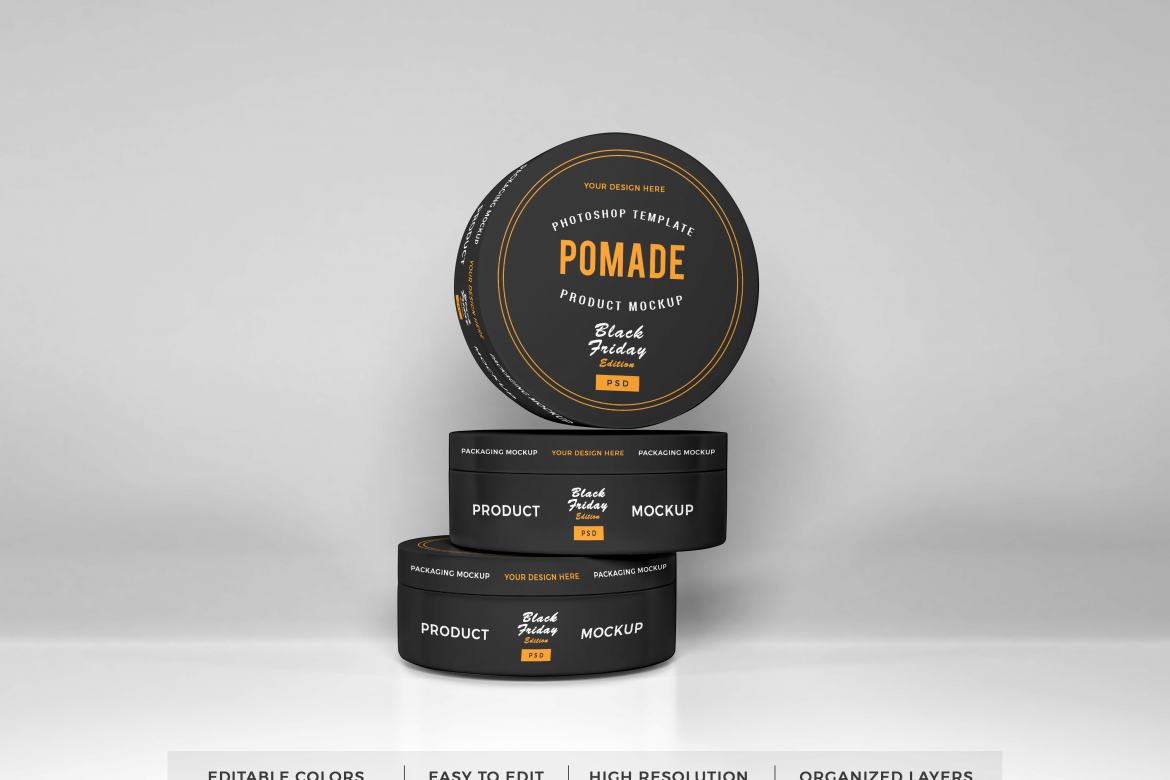 Realistic Pomade Packaging Mockup Template | Deeezy