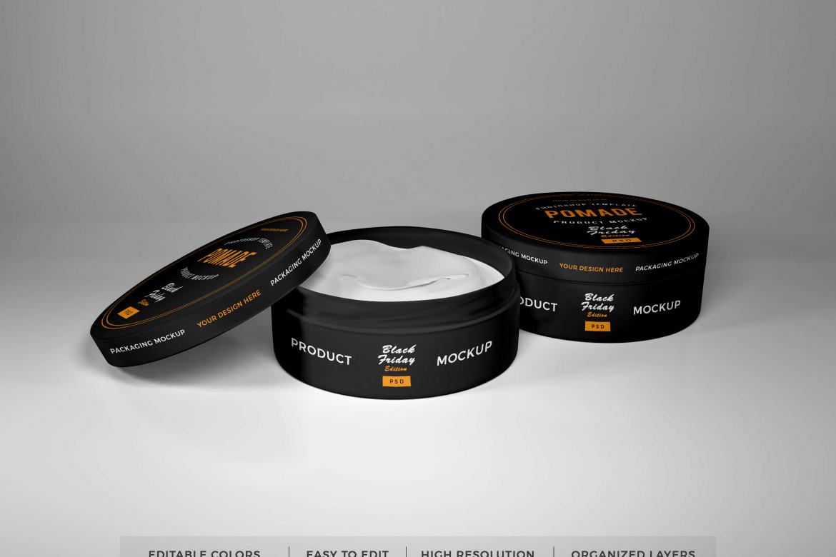 Realistic Pomade Packaging Mockup Template | Deeezy