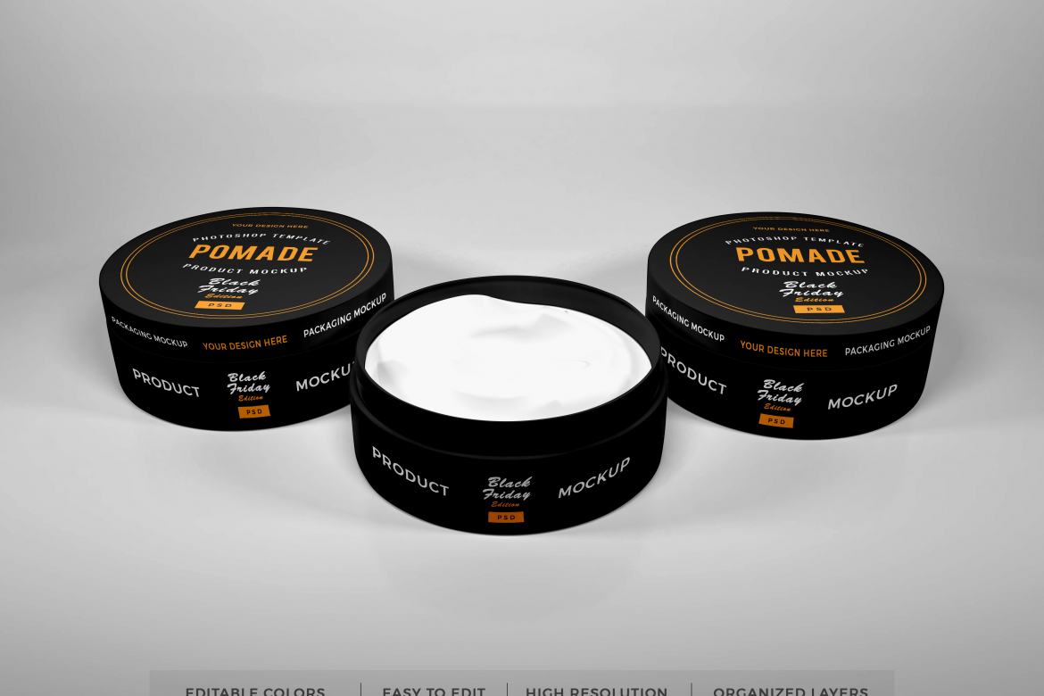 Realistic Pomade Packaging Mockup Template | Deeezy