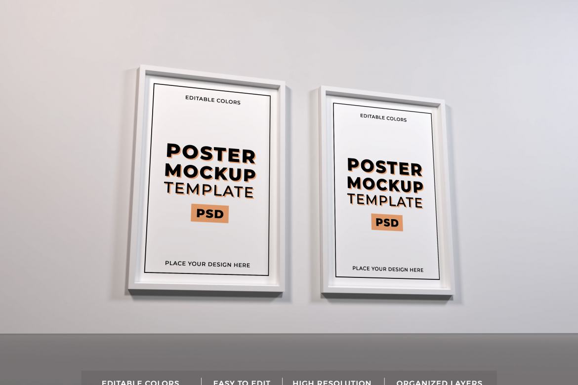 Realistic Poster on Wall Mockup Template | Deeezy
