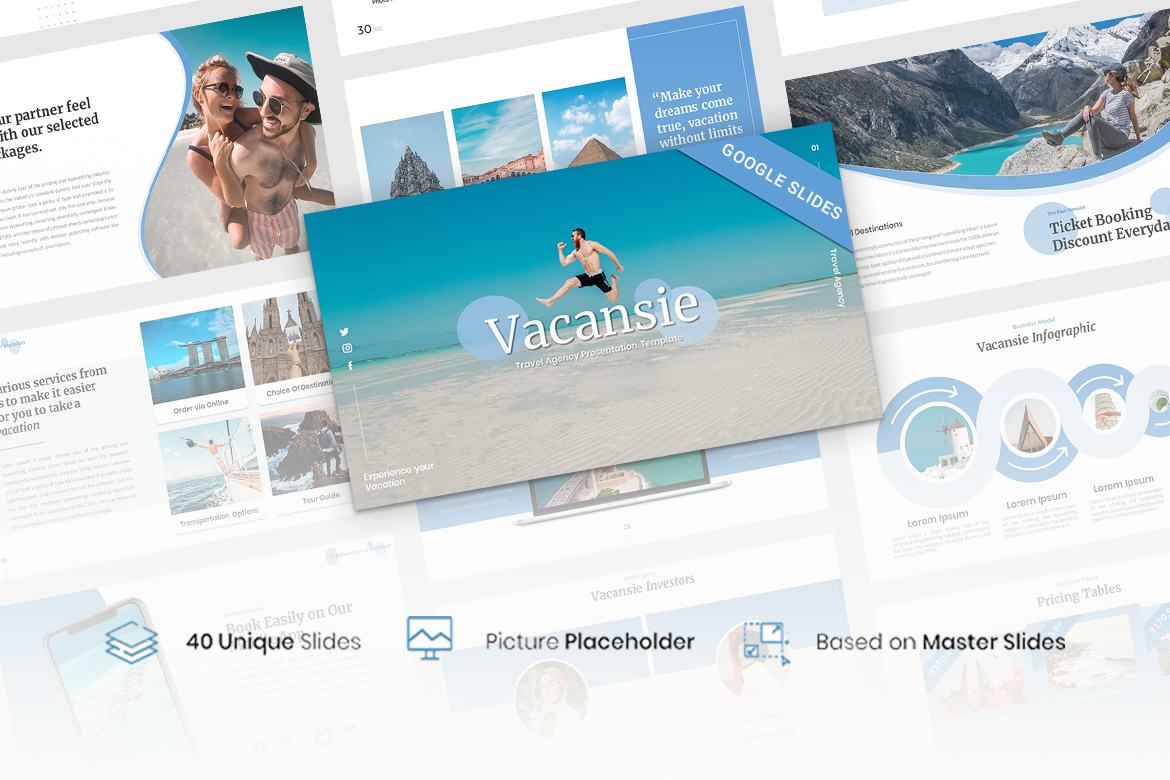 Vacansie - Travel Agency Google Slide Template | Deeezy