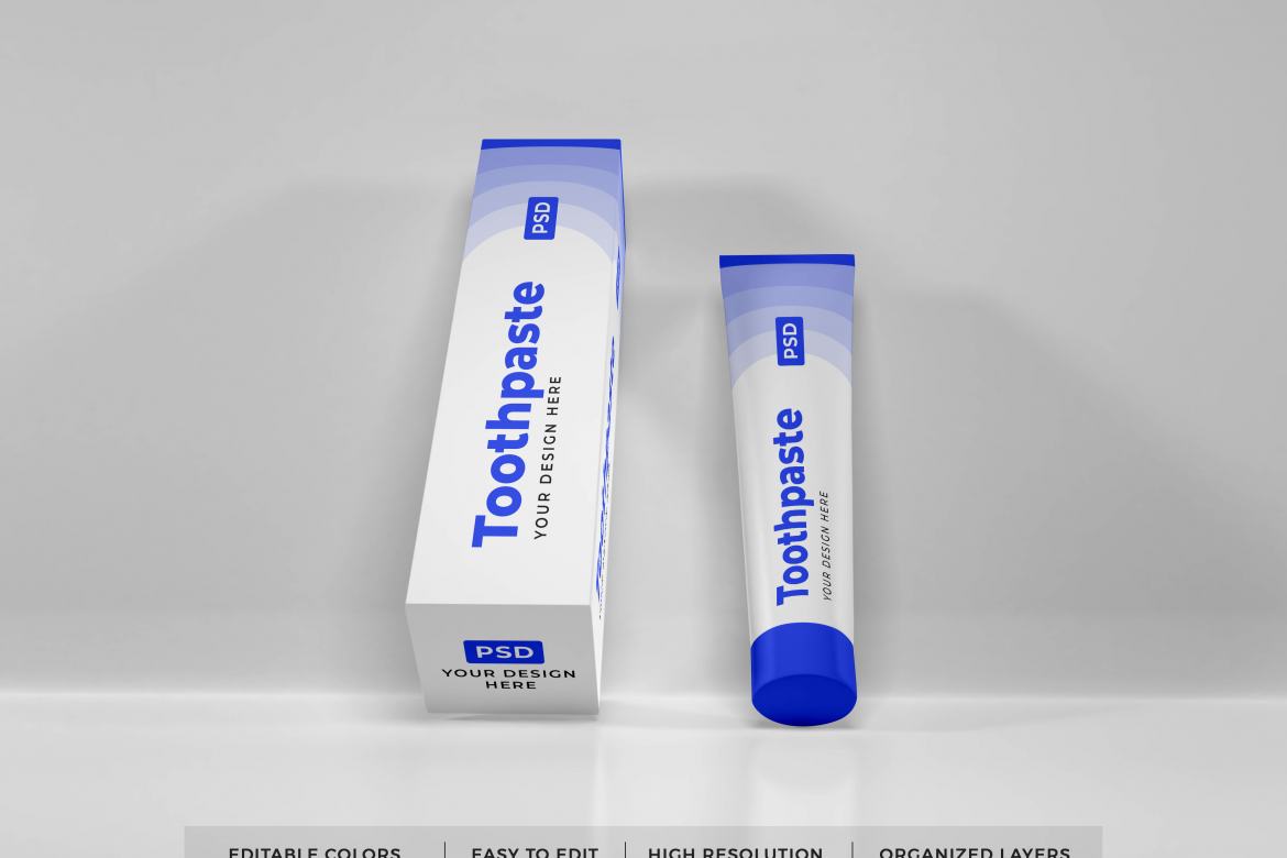 Realistic Toothpaste Packaging Mockup Template | Deeezy