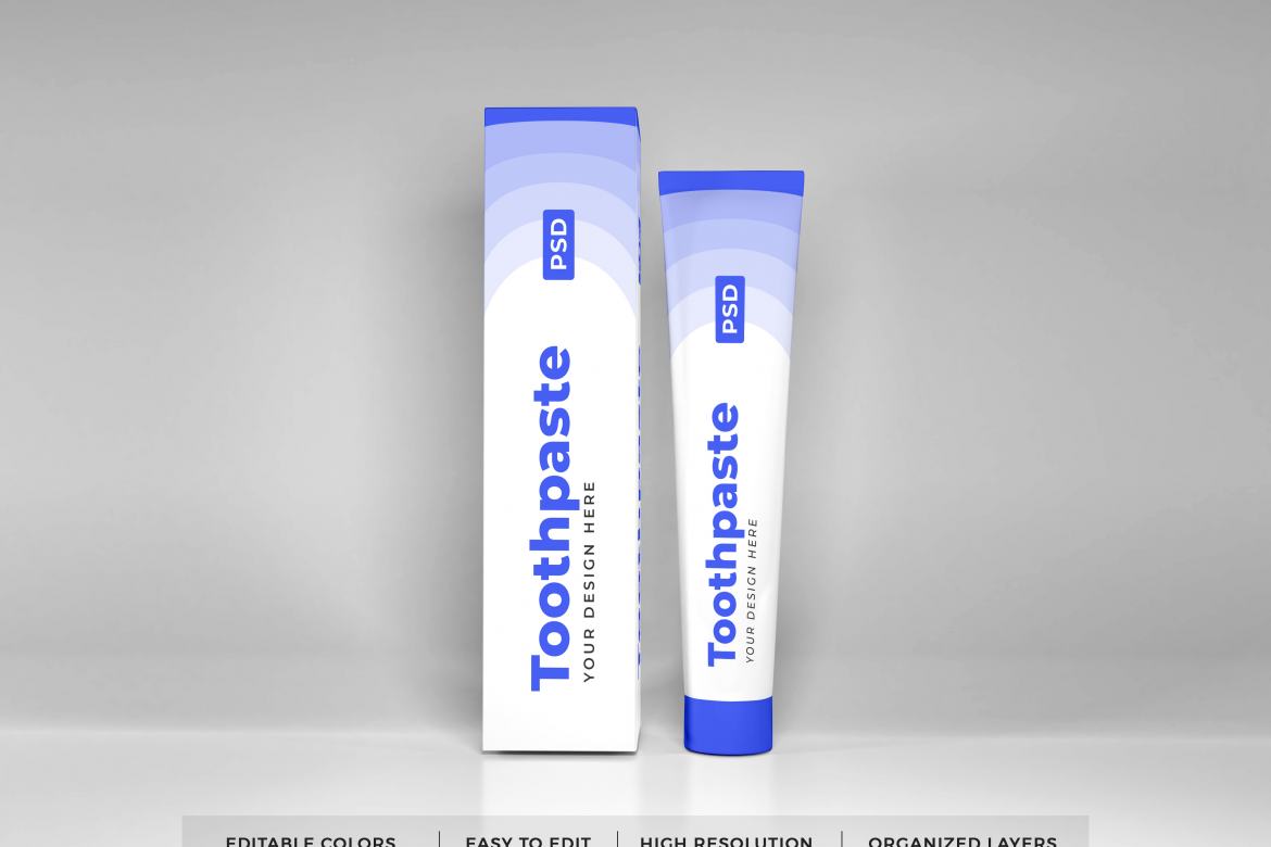 Realistic Toothpaste Packaging Mockup Template | Deeezy