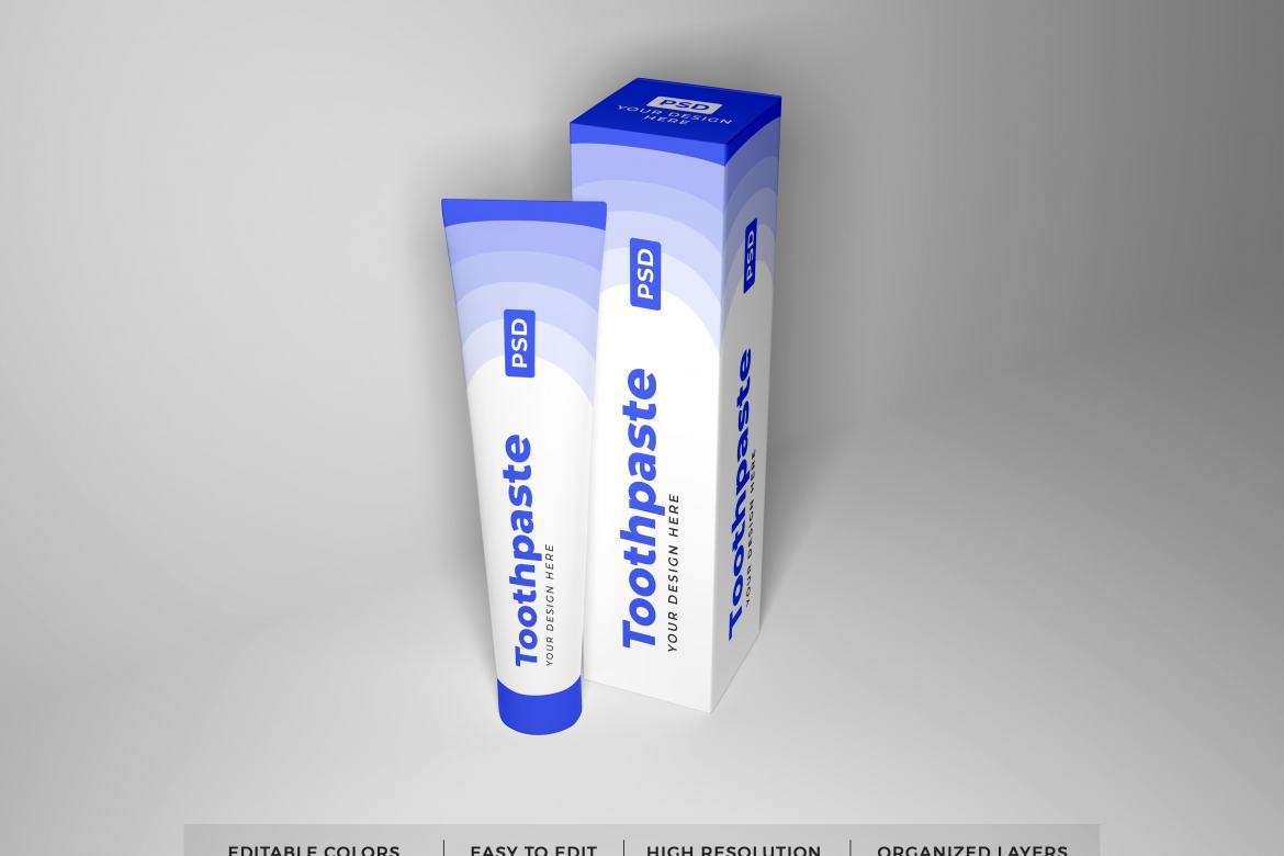 Realistic Toothpaste Packaging Mockup Template | Deeezy