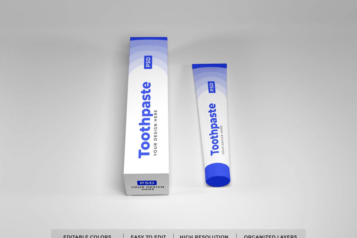 Realistic Toothpaste Packaging Mockup Template | Deeezy