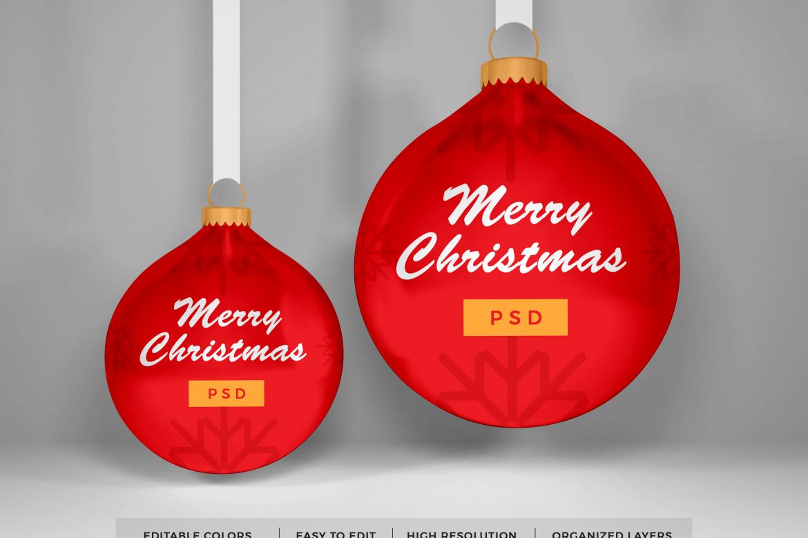 Free Christmas Bauble Ball Mockup Template | Deeezy
